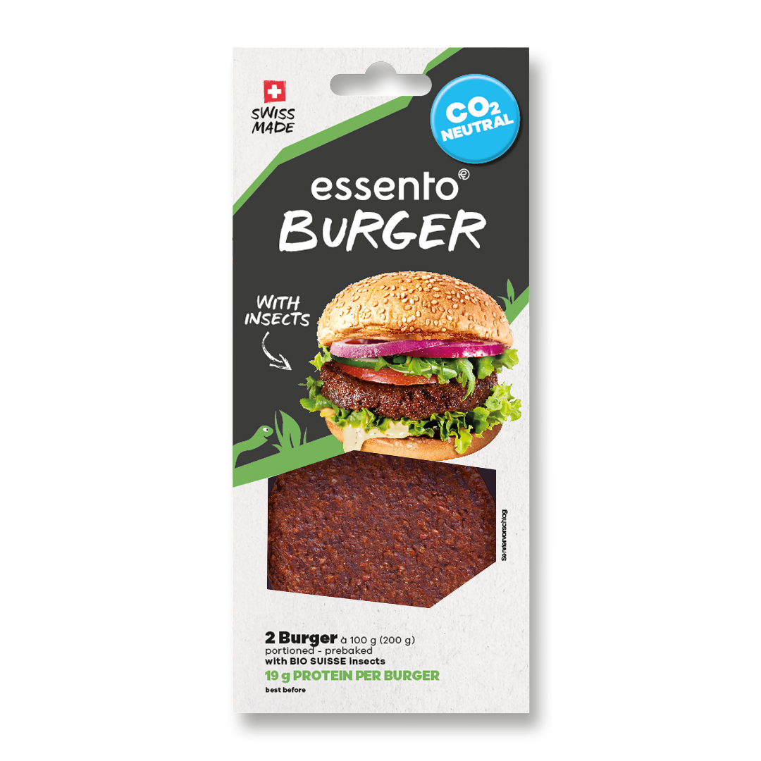 Insect Protein Burger Mehlwuermer | 200g | Essento Gourmet Bugs ...
